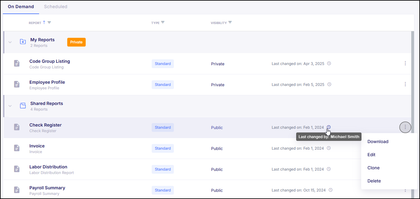 Reports in Empeon Workforce